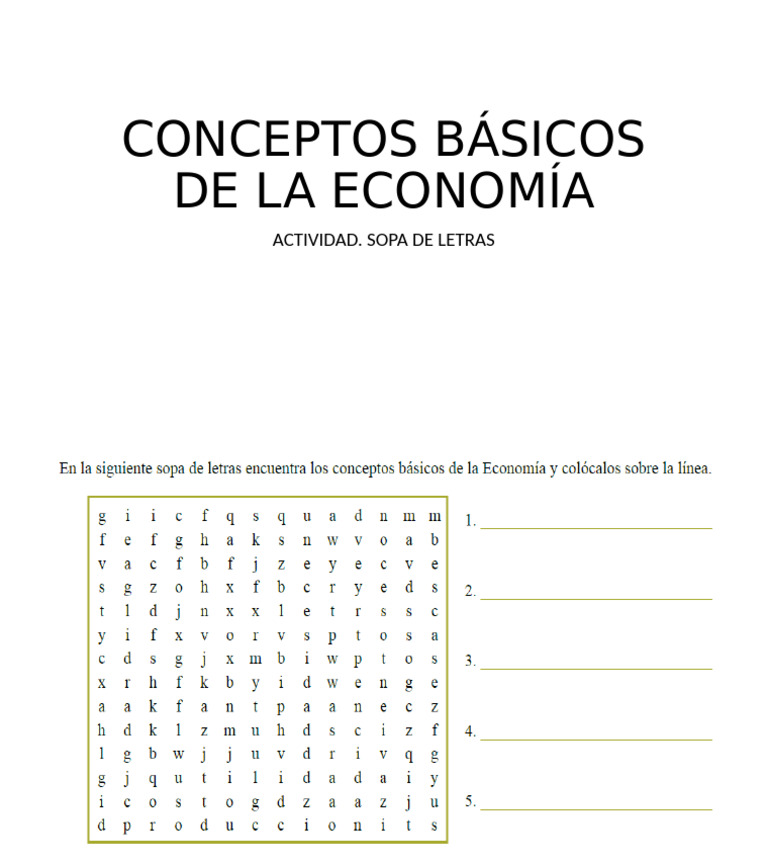 Sopa de Letras Conceptos Basicos | PDF