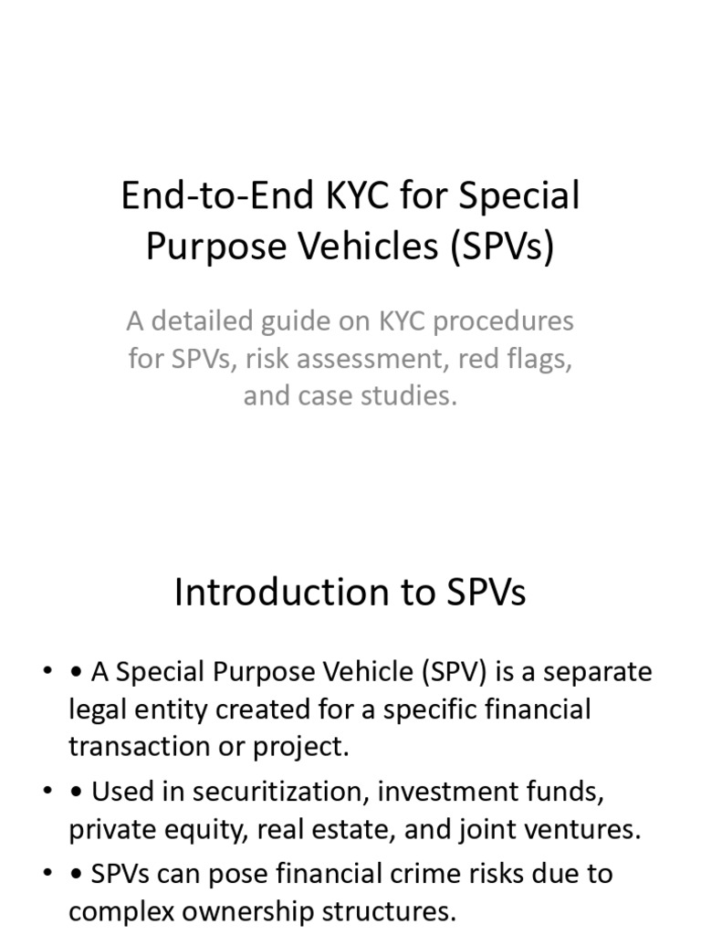 End To End KYC For SPVs | PDF | Due Diligence | Corporations