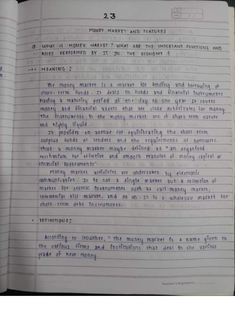 Chapter23 - Money Market and Features | PDF
