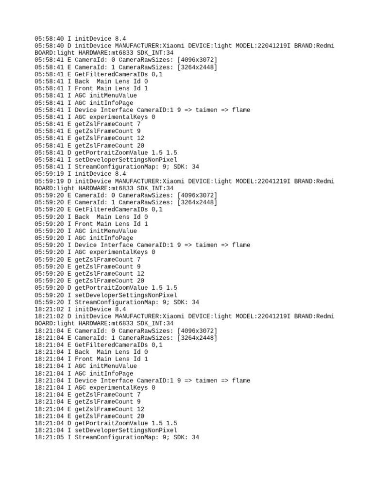 Xiaomi Camera Debug Log | PDF
