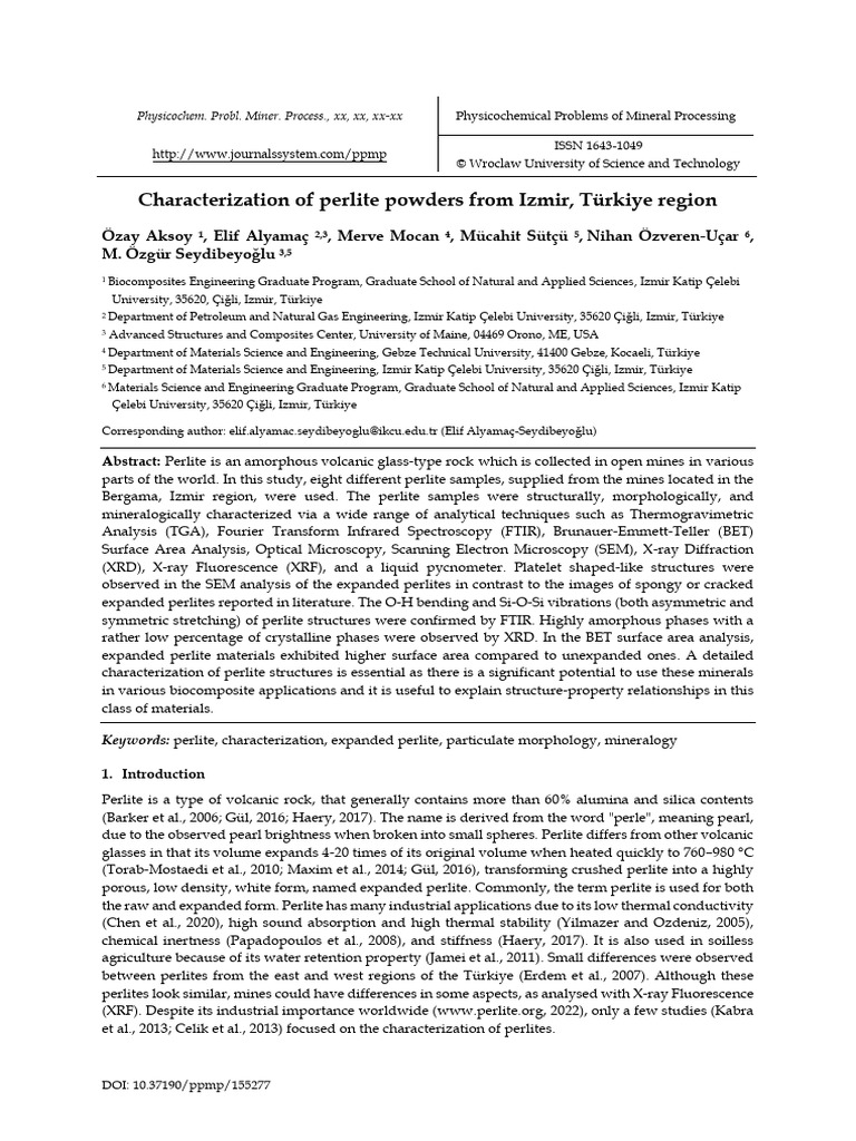 Characterization of Perlite Powders | PDF | Microscopy | Scanning Electron Microscope