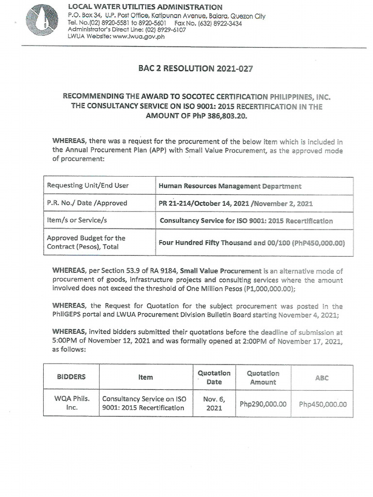 Iso - Bac Reso 2021-027 | PDF
