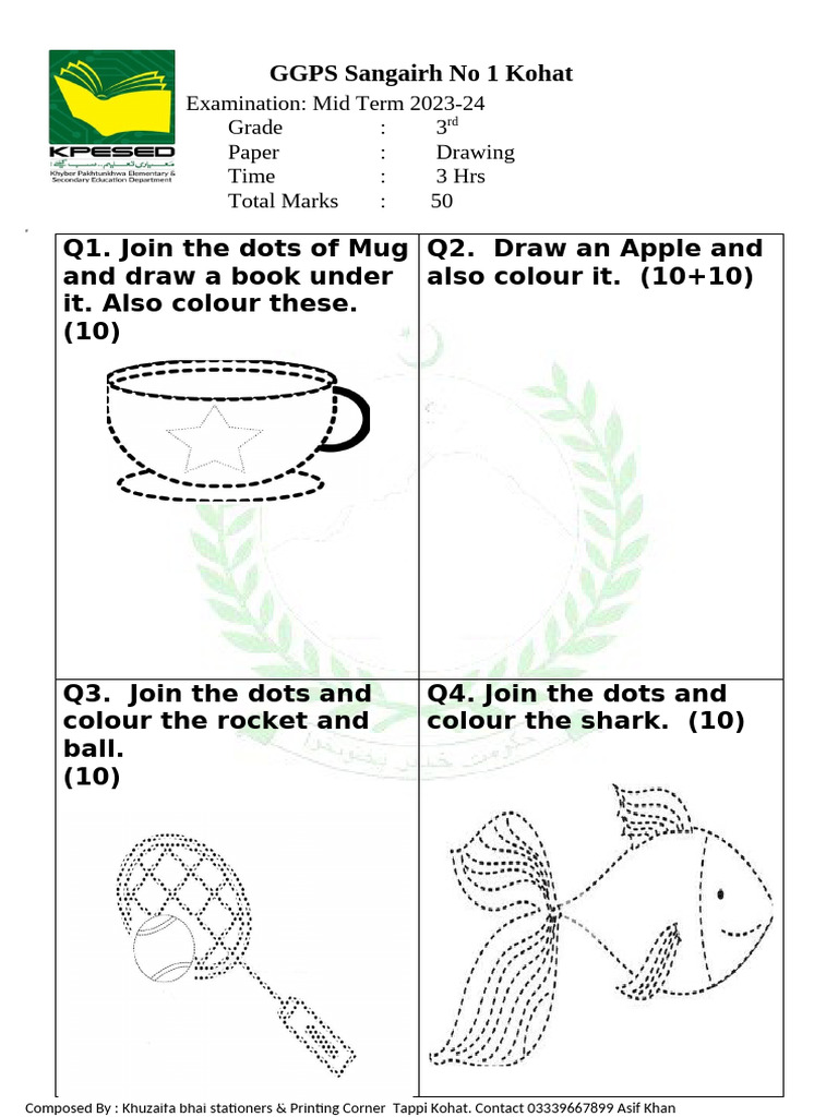 Class 3 Mid Term Drawing Exam Paper | PDF
