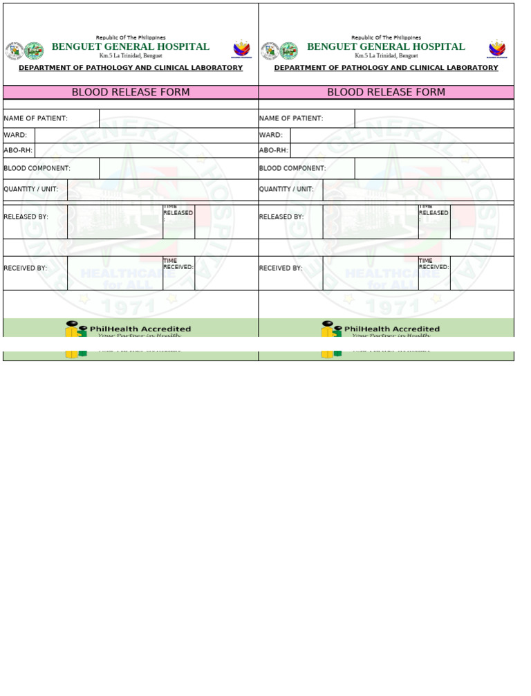 Blood Releasing Form | PDF
