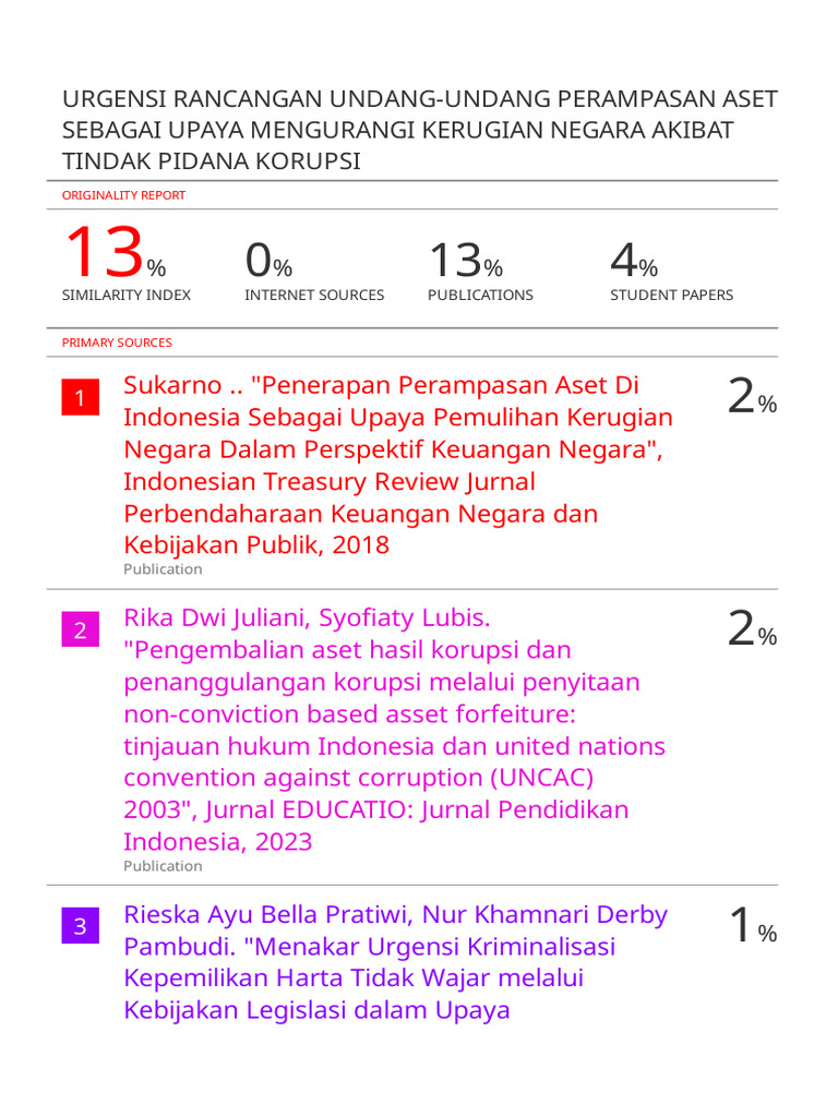 Urgensi Rancangan Undang-Undang Perampasan Aset Sebagai Upaya Mengurangi Kerugia | PDF