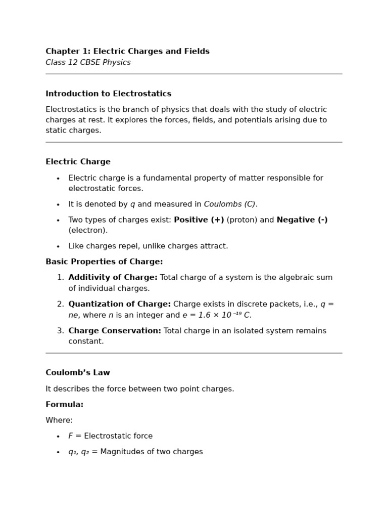 Electric Charges and Fields.. | PDF | Electric Field | Electric Charge