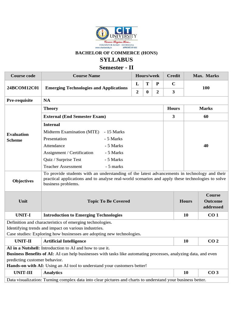 Emerging Technologies syllabus | PDF | Artificial Intelligence ...
