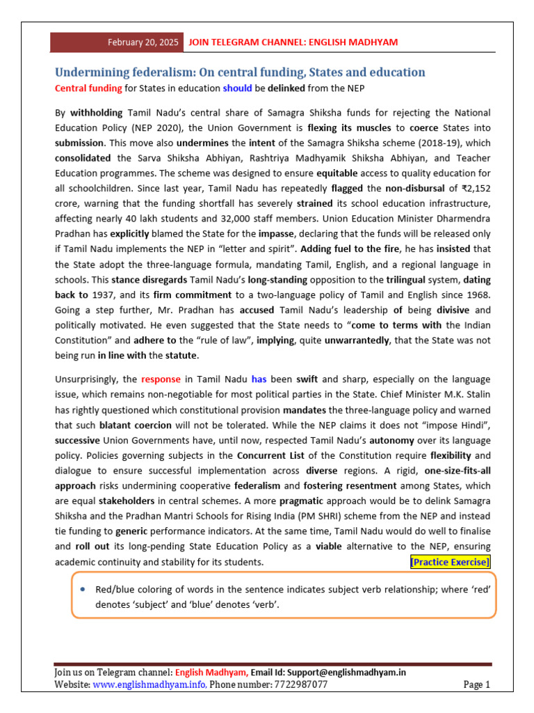 Central Funding and Education Federalism | PDF | Verb | Pronoun