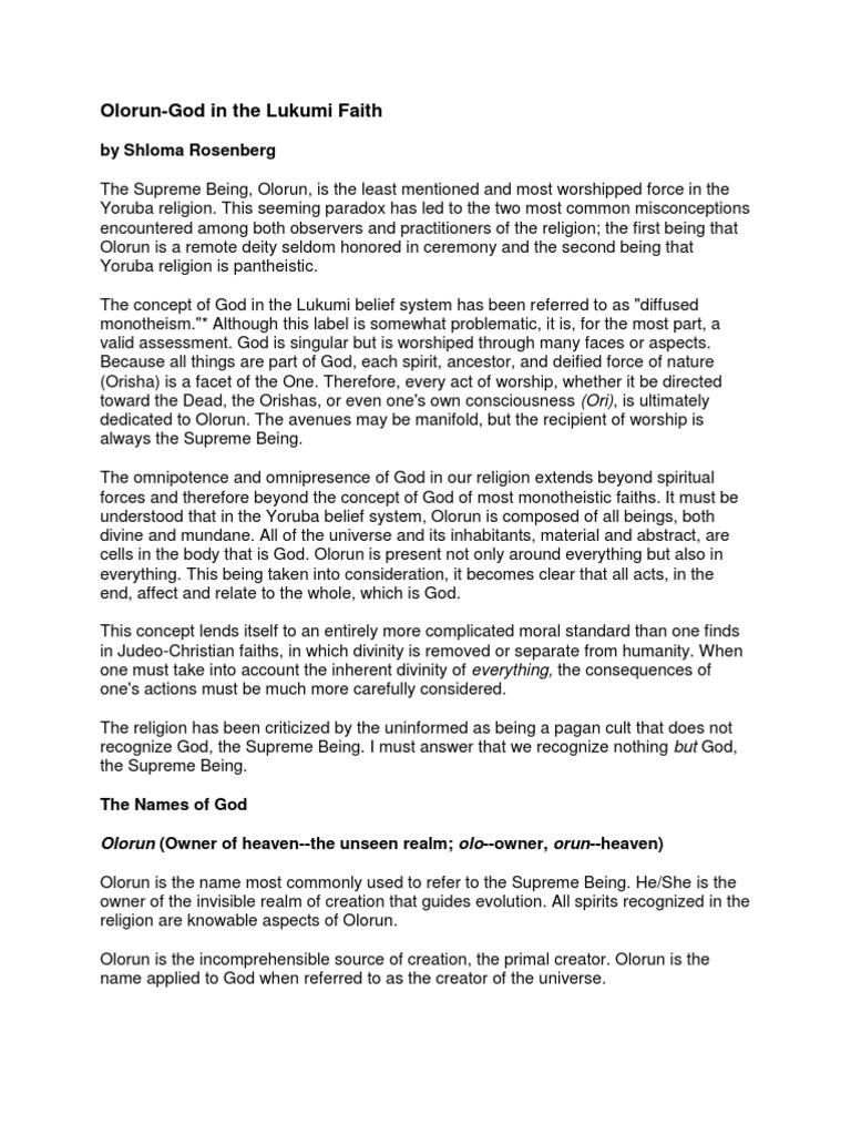 Olorun and Olofin | PDF | Divinity | Conceptions Of God