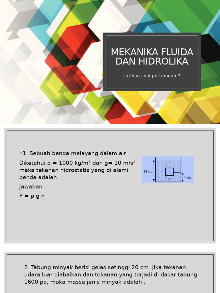 Latihan Soal Pertemuan 3 Hidrostatika | PDF