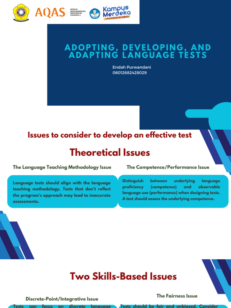 3. Adopting Developing and Adapting Language Tests.pptx | PDF ...