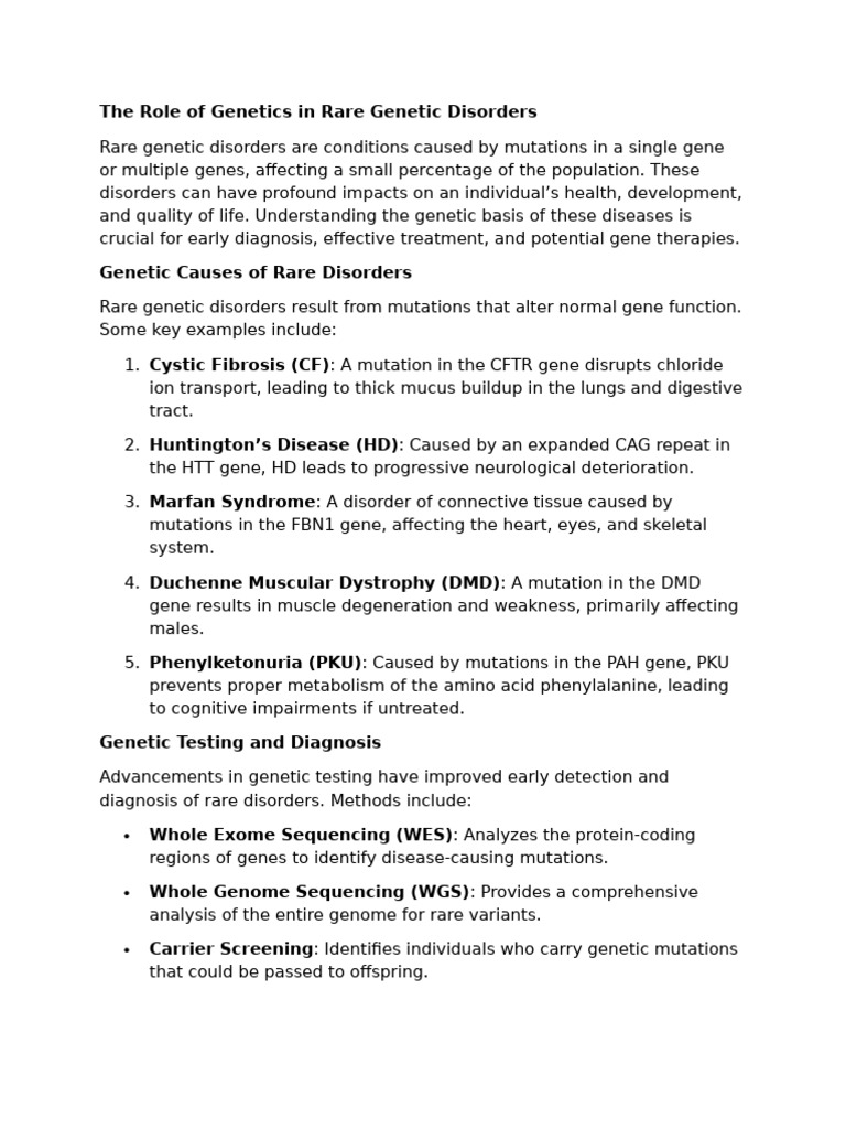 Genetics of Rare Disorders Explained | PDF | Genetic Disorder | Gene ...