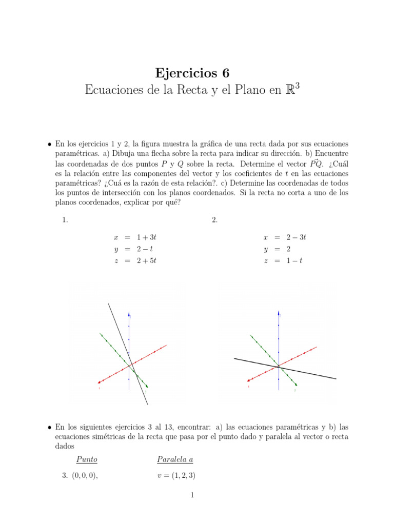 Ej06 - Rectas y Planos en R3 2 | PDF | Línea (geometría) | Geometría