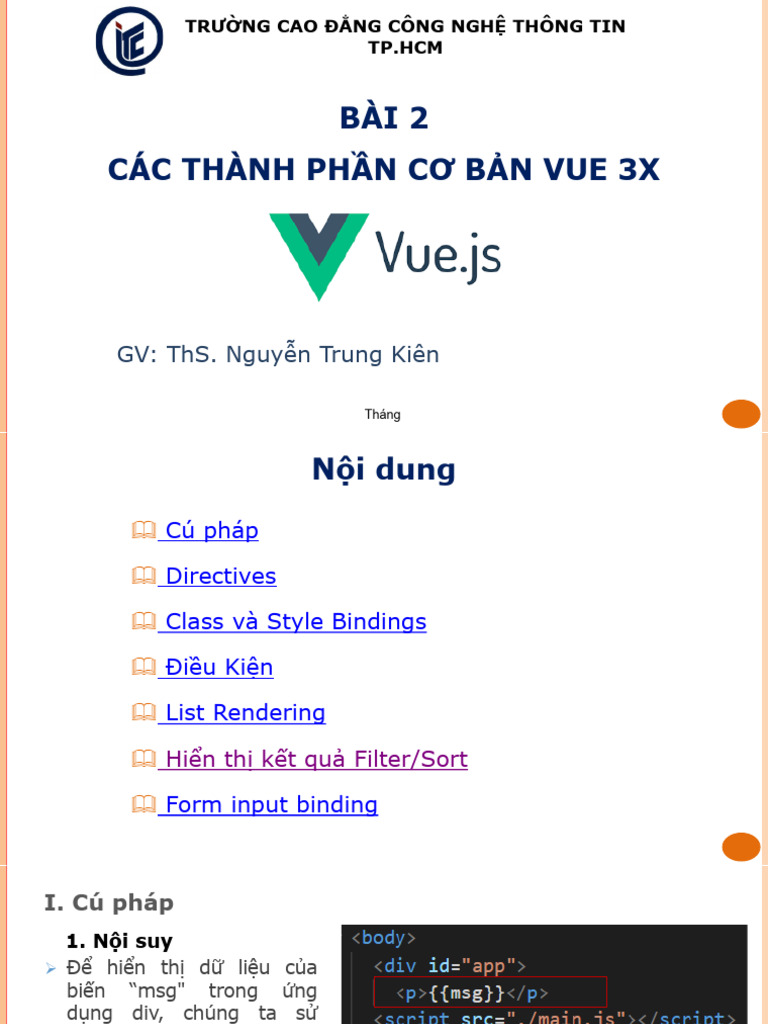 Bai2 Cac Thanh Phan Co Ban VueJS | PDF