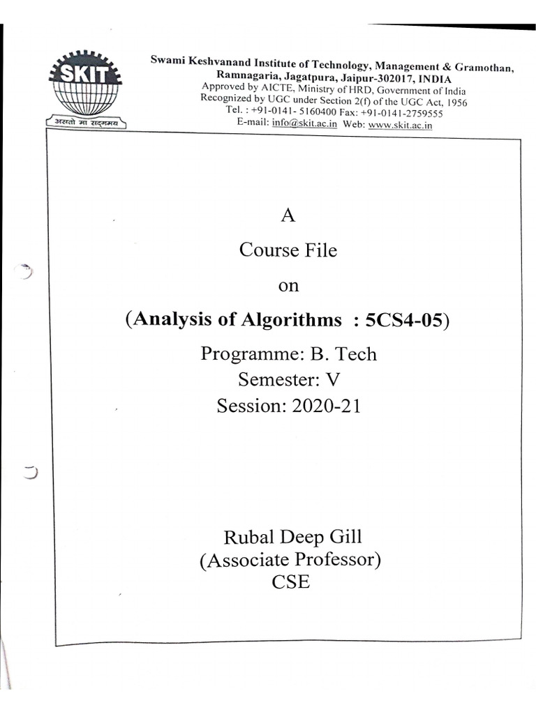 1. AOA Course File Rubal Deep Gill | PDF