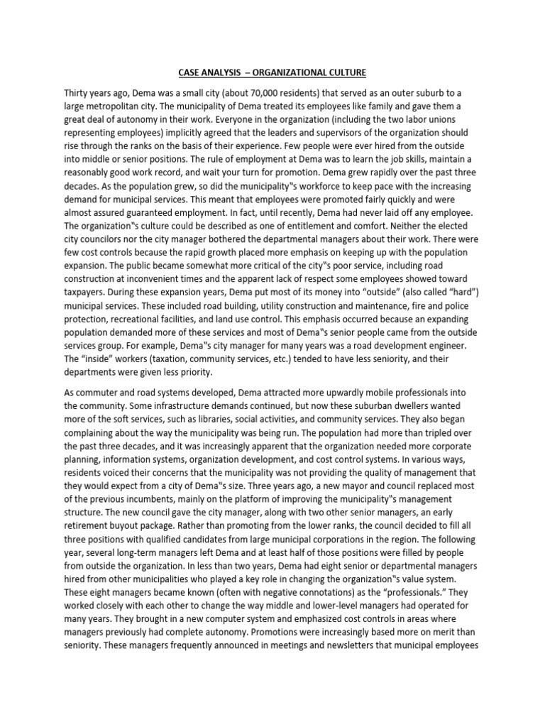 Group 5 Ass. CASE ANALYSIS Organizational Culture | PDF | Employment | Layoff