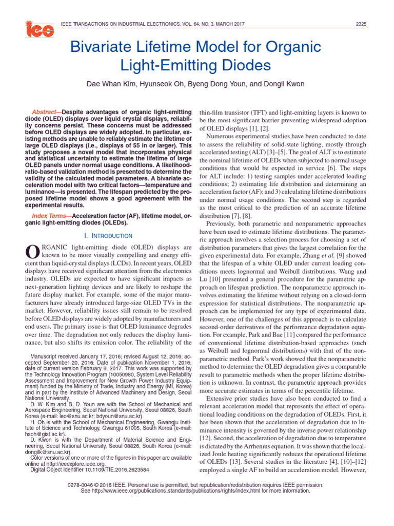Bivariate_Lifetime_Model_for_Organic_Light-Emitting_Diodes | PDF | Oled