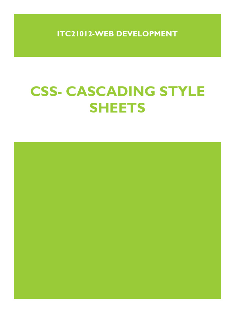 Css-Cascading Style Sheets: Itc21012-Web Development | PDF