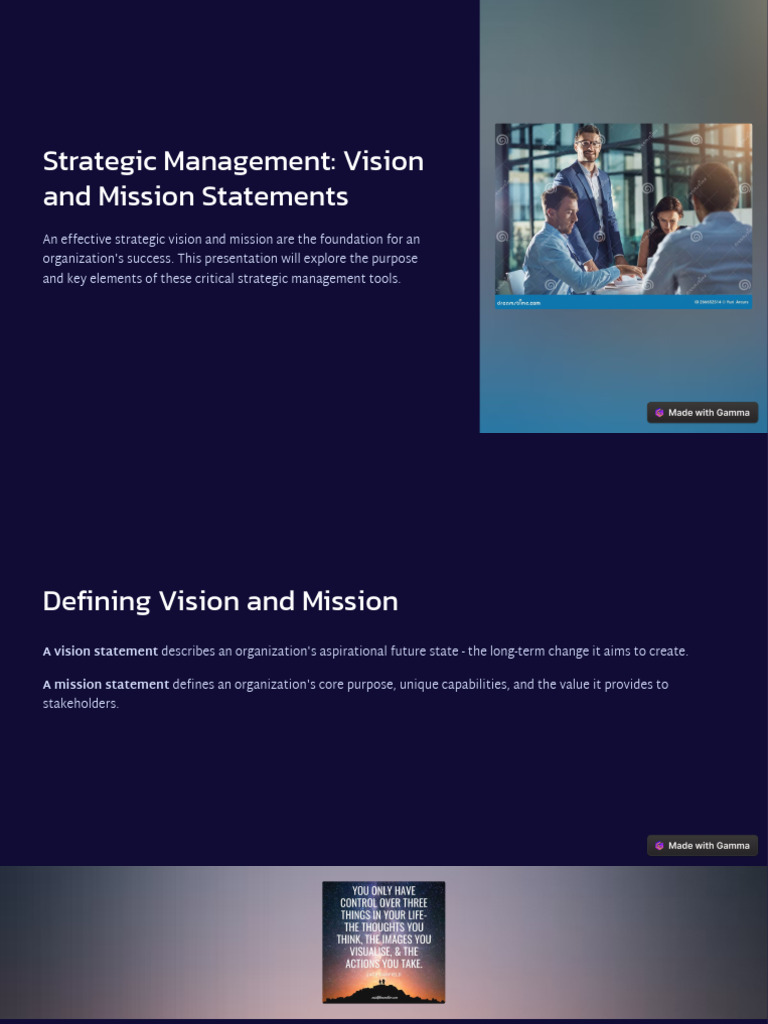 Vision and Mission in Strategic Management | PDF | Strategic Planning ...