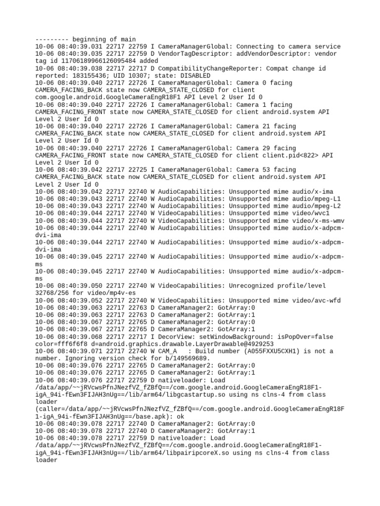 Camera System Log Analysis | PDF | Operating System Technology | Computer Programming
