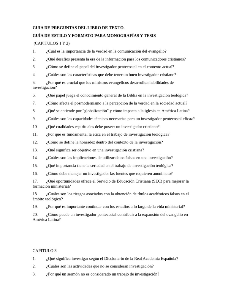 Guia de Preguntas Libro de Texto | PDF | Bibliografía