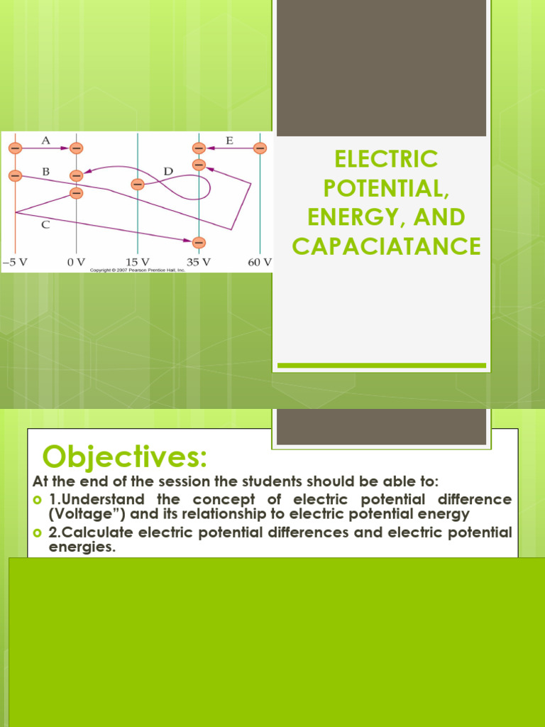 Electric Potential Energy and Capacitance | PDF | Capacitor | Capacitance