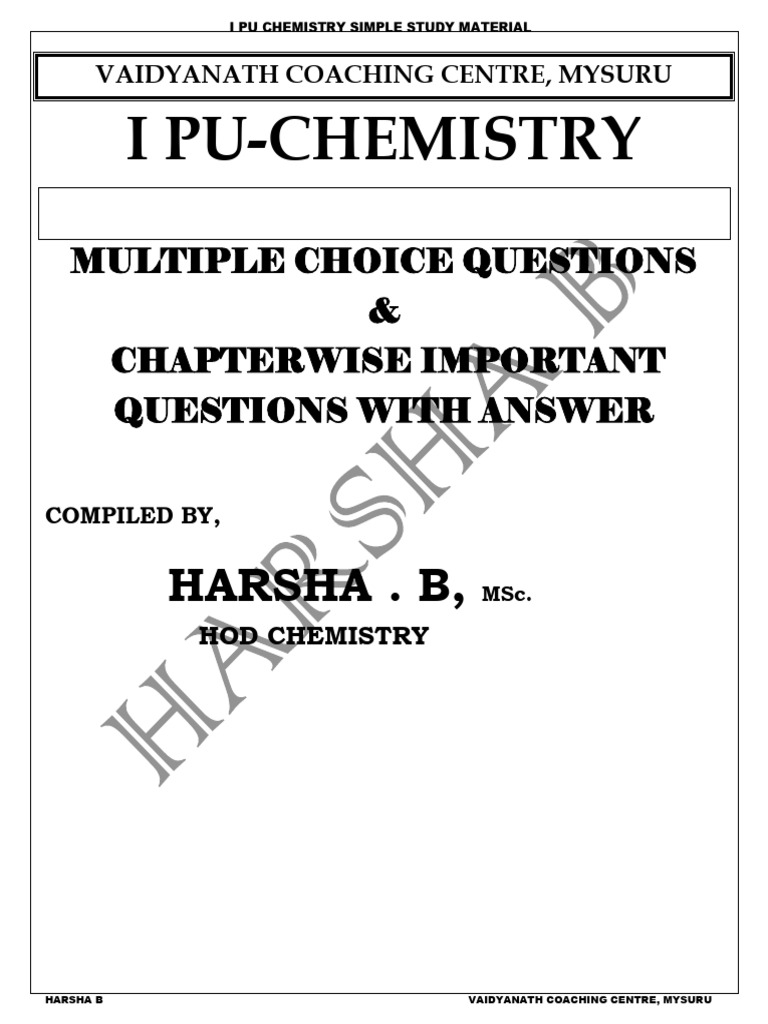 I PU 2025 VPCC Simple Study Material | PDF | Mole (Unit) | Proton