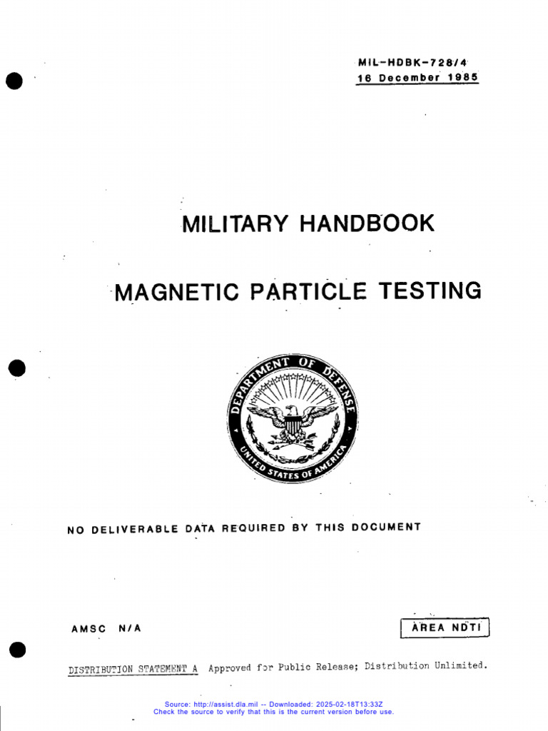 Military Handbook on Magnetic Particle Testing | PDF | Magnetic Field ...