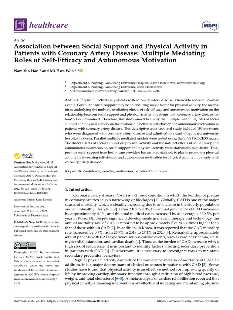 Association Between Social Support and Physical Ac | PDF | Self ...