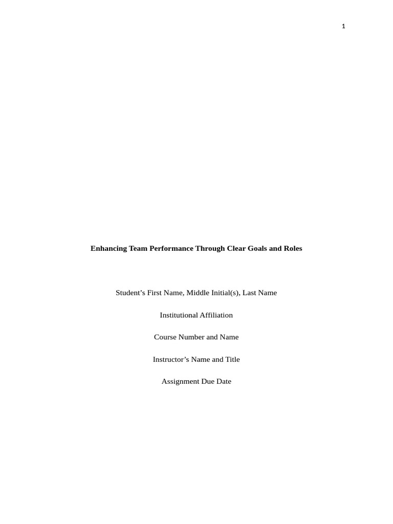 Enhancing Team Performance Through Clear Goals and Roles | PDF | Goal ...