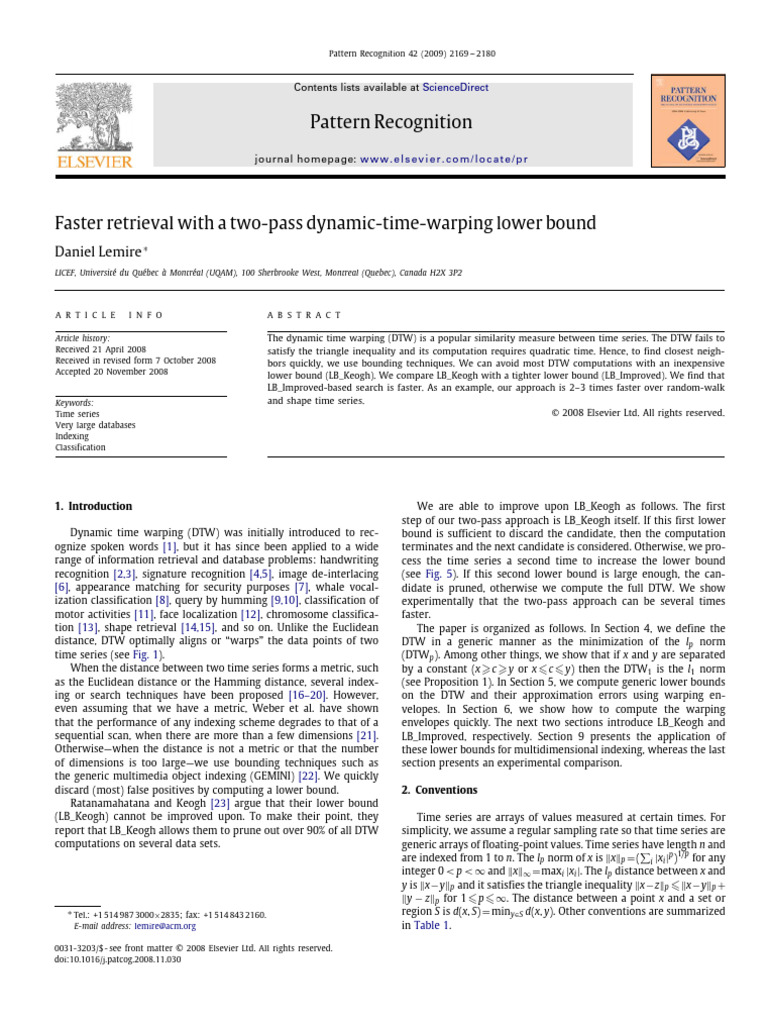 Faster Time Series Retrieval with DTW | PDF | Algorithms | Applied Mathematics