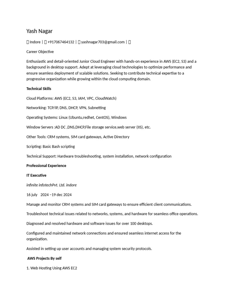 Yash Cloud Resume | PDF