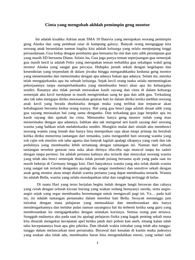 Cinta Yang Mengubah Akhlah Pemimpin Geng Montor | PDF