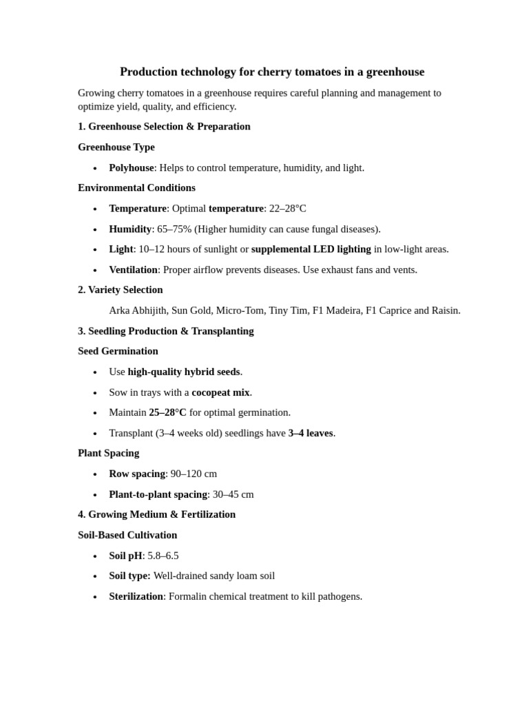 Cherry Tomato Production Technology | PDF | Fertilizer | Greenhouse