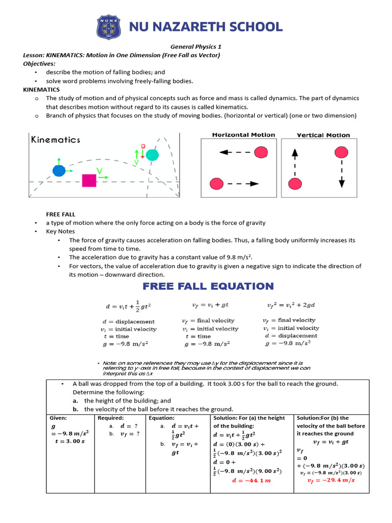 Gp1 Midterm Week 4 Kinematics, Motion in One Dimension | PDF | Kinematics | Force