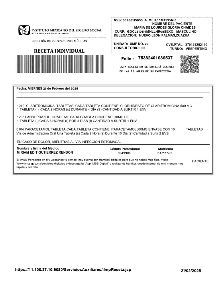 Receta Imss 2025 | PDF | Drogas