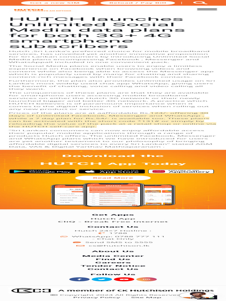 Hutch Internet & Telecommunication Service Provider | PDF | Mobile App ...