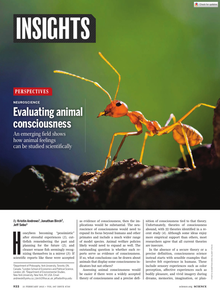 Evaluating Animal Consciousness Science | PDF | Consciousness | Experience
