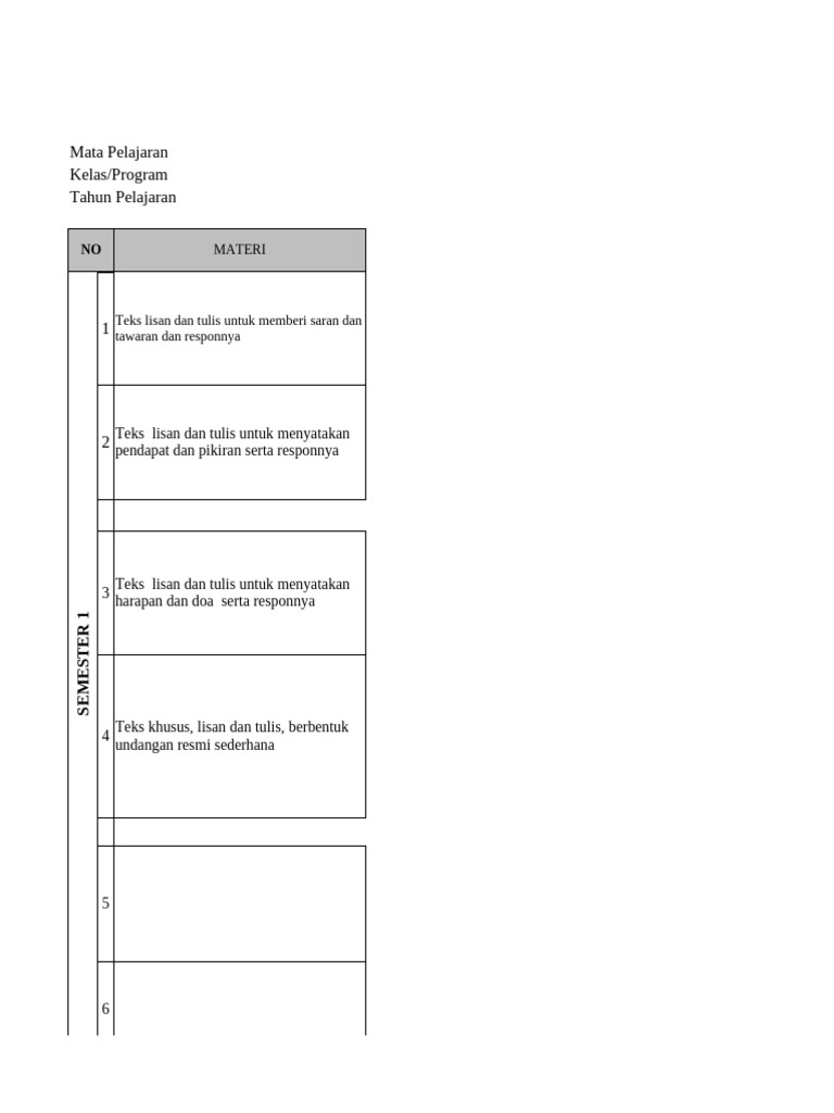 Prota Prosem B.arab Kelas X 21.22 | PDF
