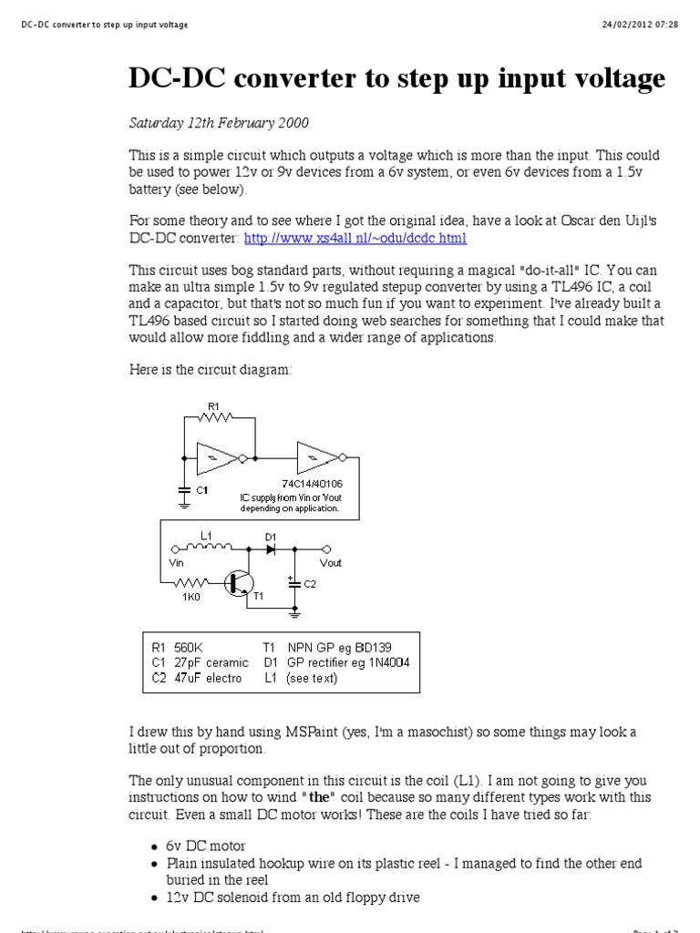 DC-DC Converter To Step Up Input Voltage | PDF | Inductor | Electrical ...