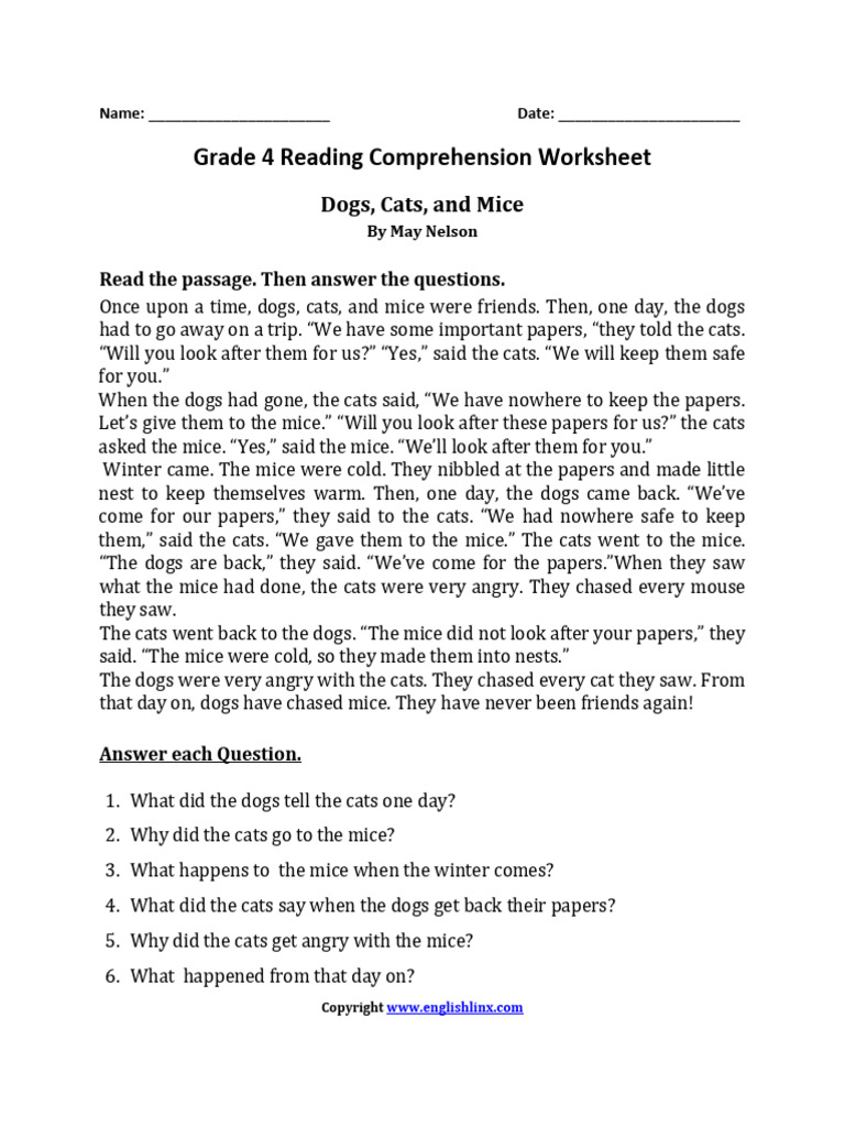 4th Dogs Cats Mice | PDF | Mouse