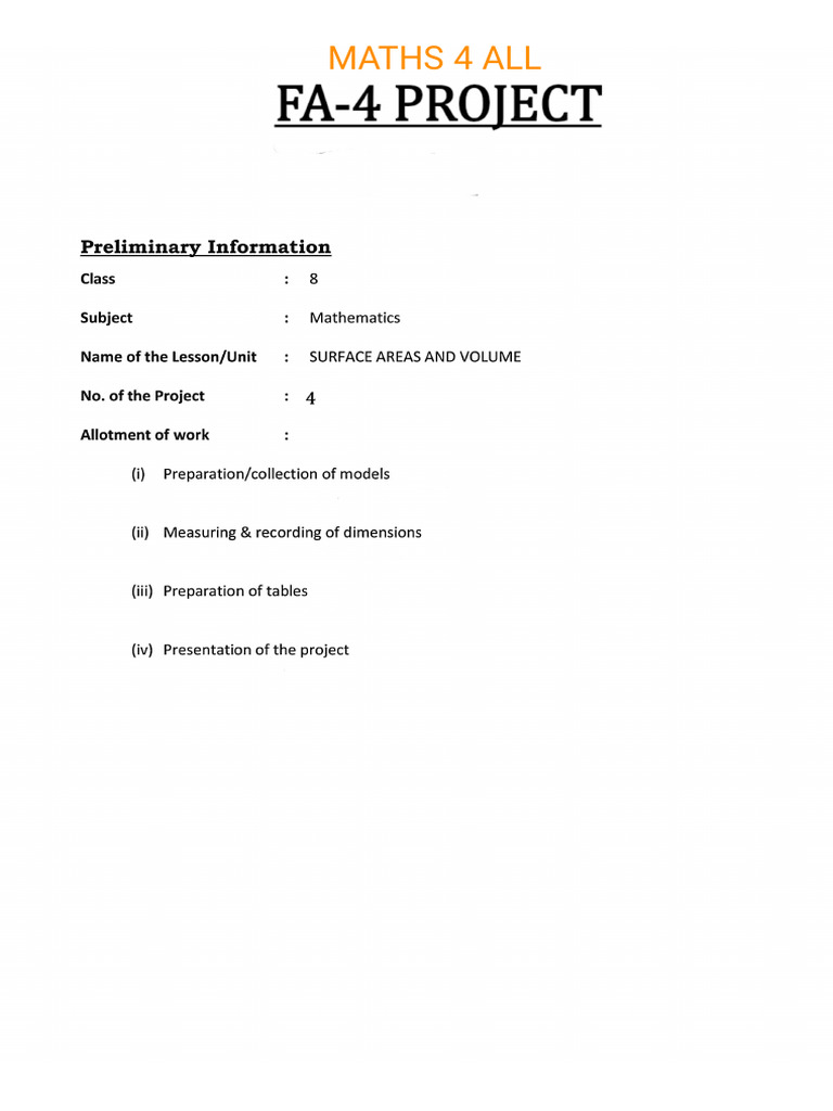 8th FA3 Maths Project [MATHS 4 ALL]_250125_151109 | PDF