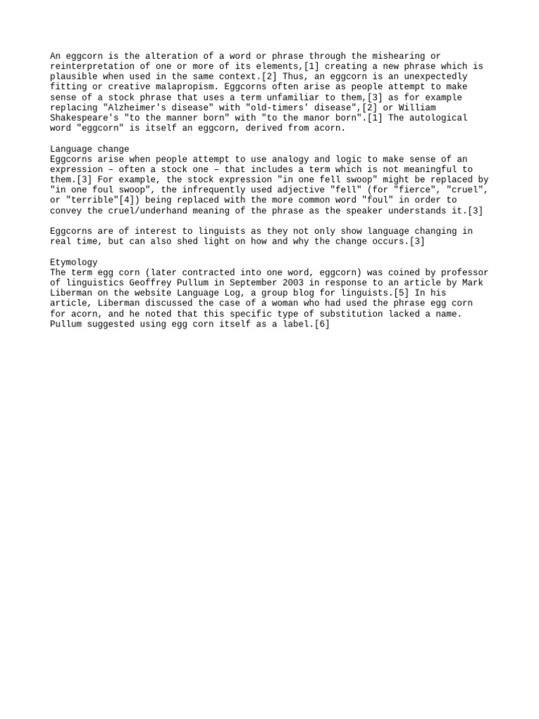 Understanding Eggcorns in Language | PDF