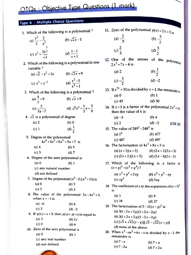 Important Questions (Polynomial) | PDF