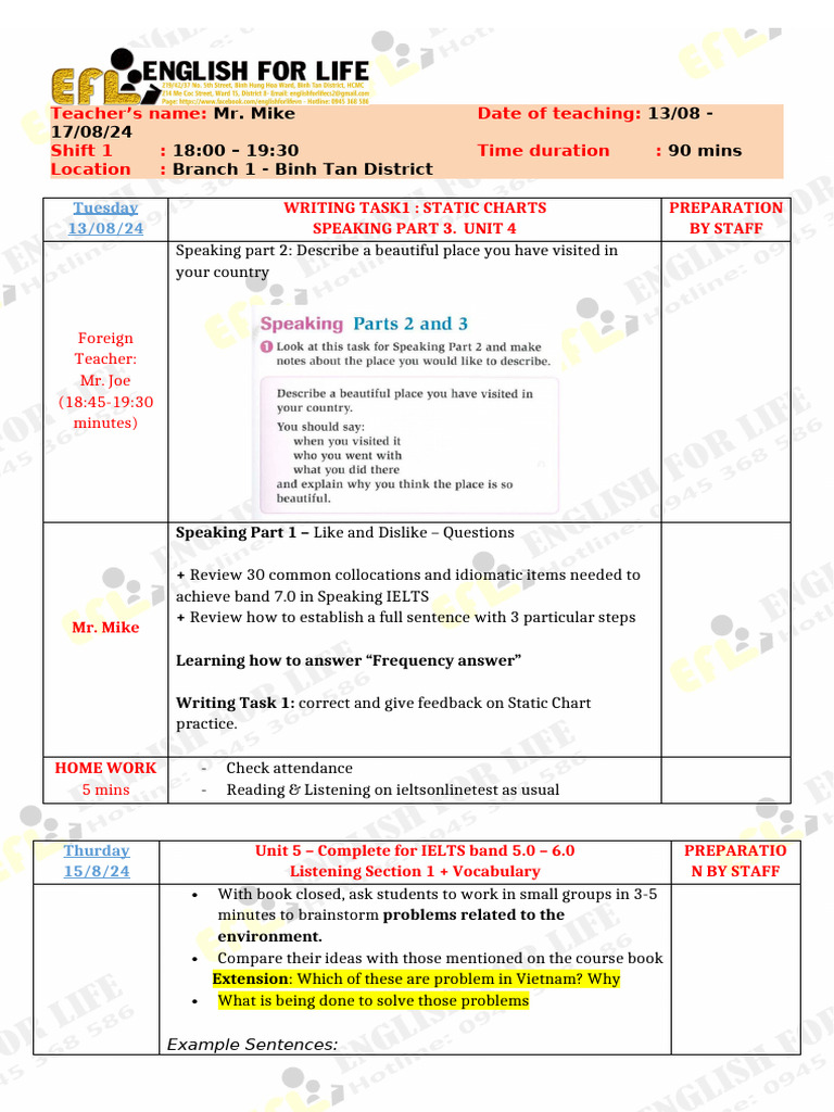 IELTS Preparation Schedule for August 2024 | PDF | Earth Sciences ...