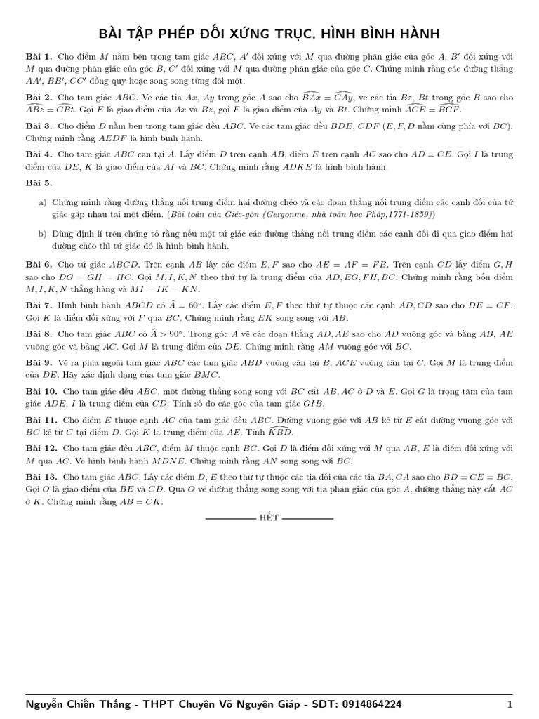 BT Phep Doi Xung Truc HBH | PDF
