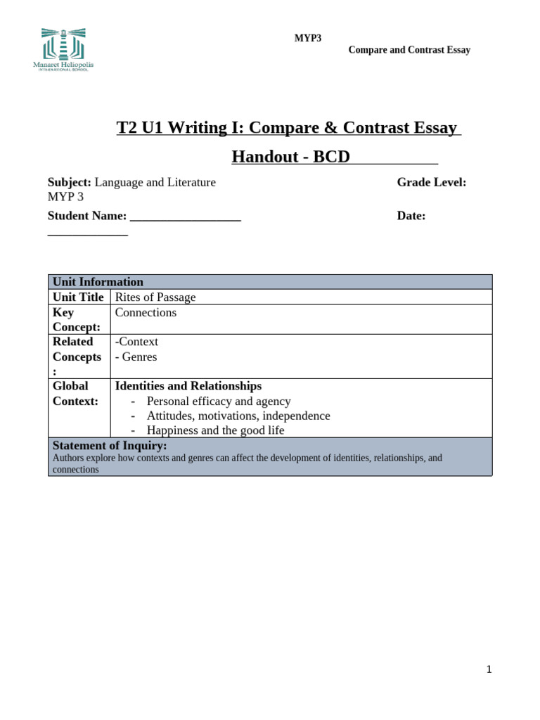 Compare and Contrast - Worksheet[1] | PDF | Superman | Linguistics