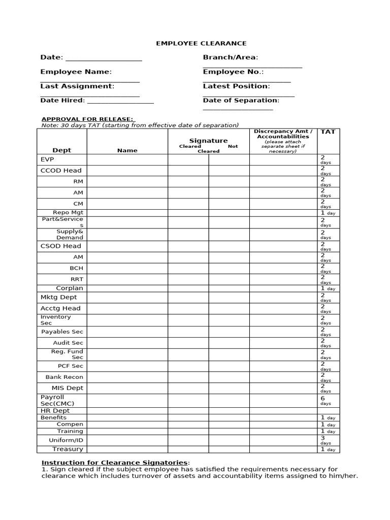 CLEARANCE for employees | PDF | Business | Economies