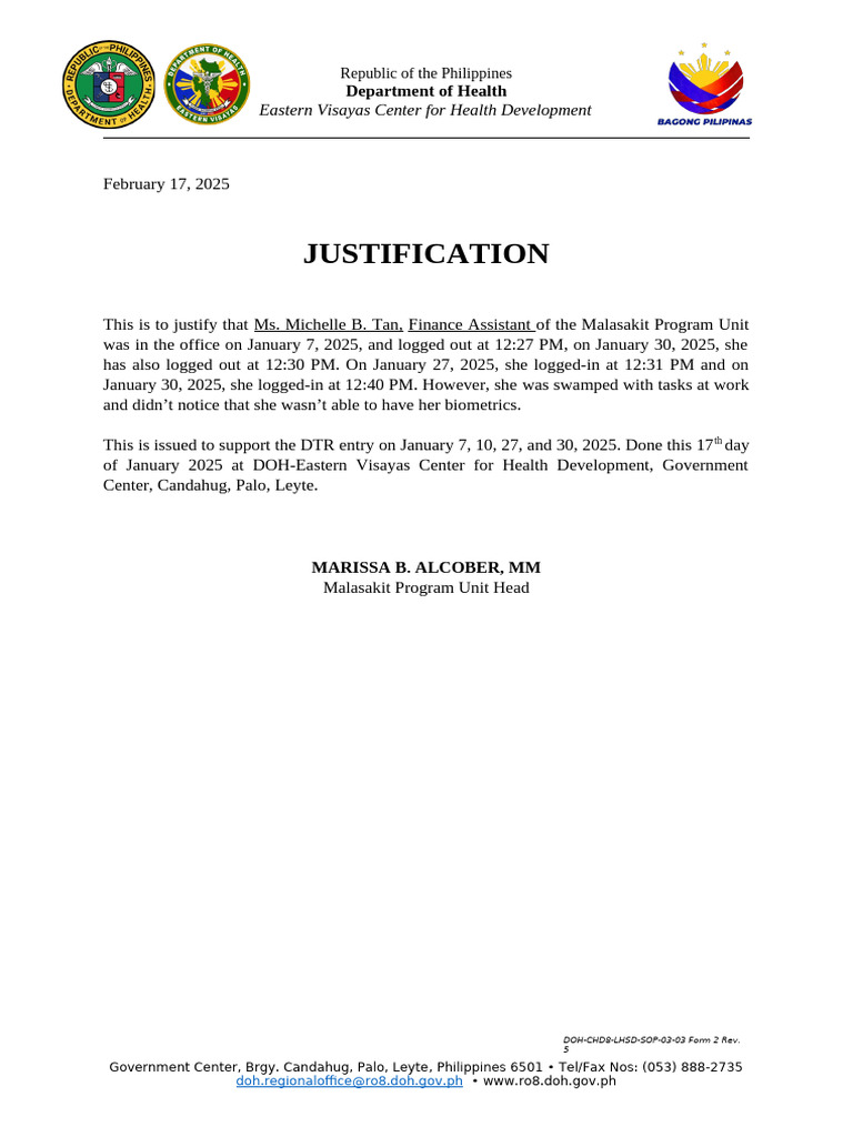 Justification Letter | PDF