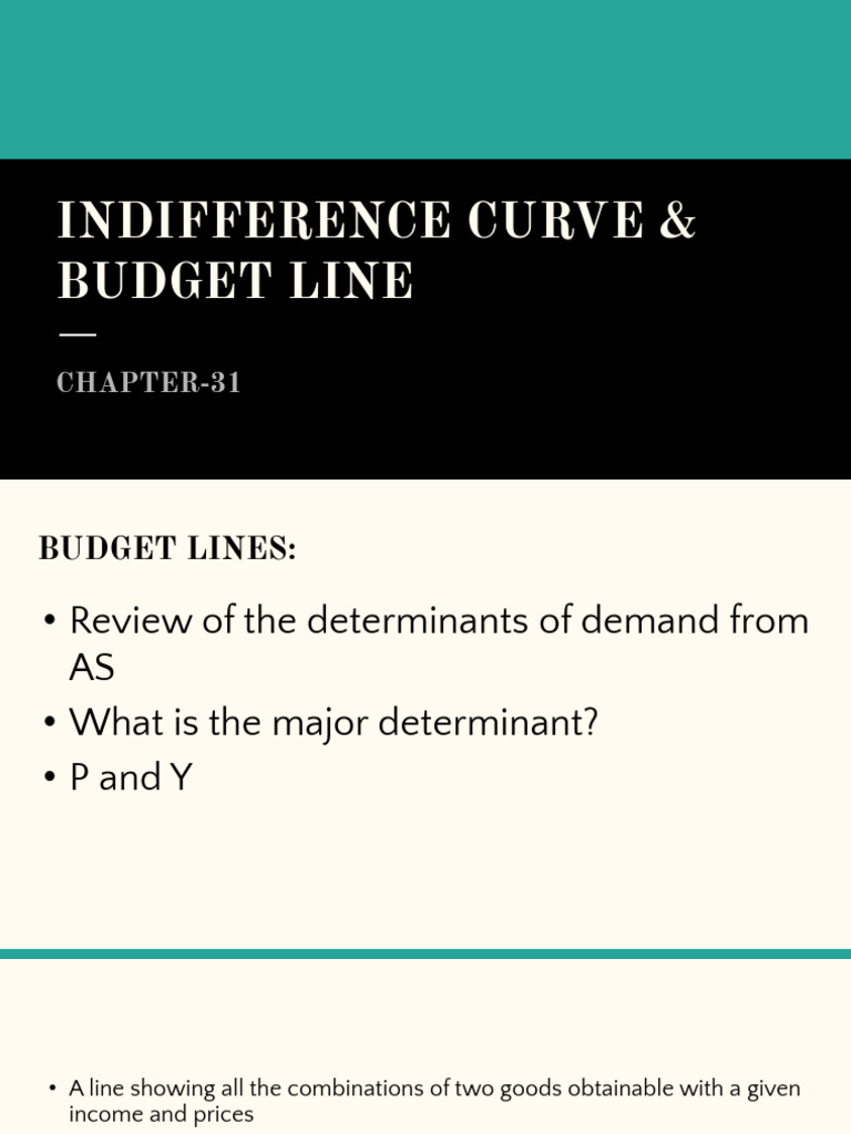 Indifference Curve & Budget Line-Ch-31 Al | PDF | Consumers | Utility